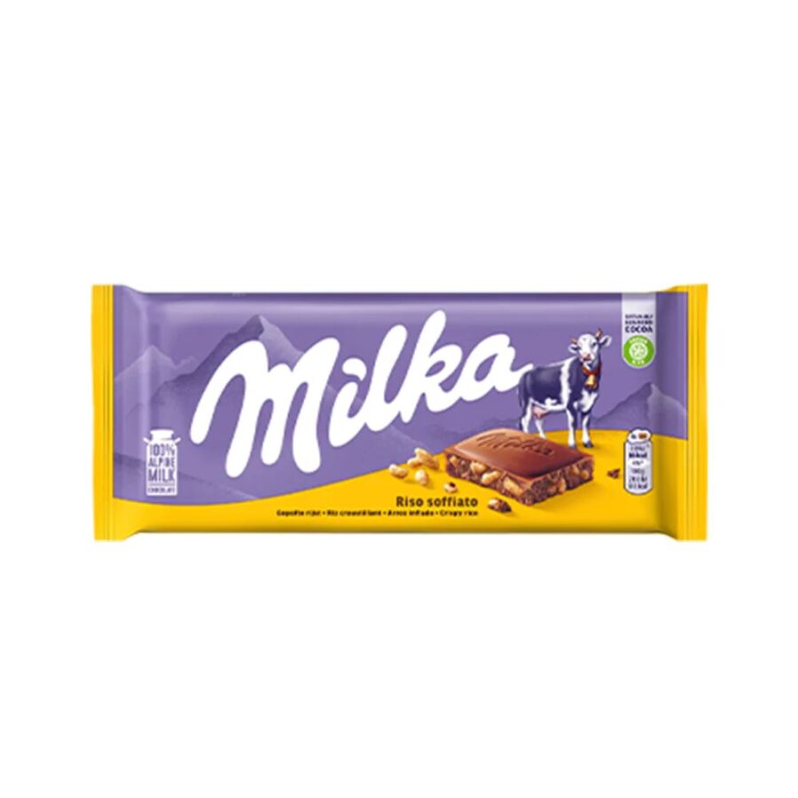 Milka | טבלת שוקולד חלב עם פצפוצי אורז - ChocolateWorld