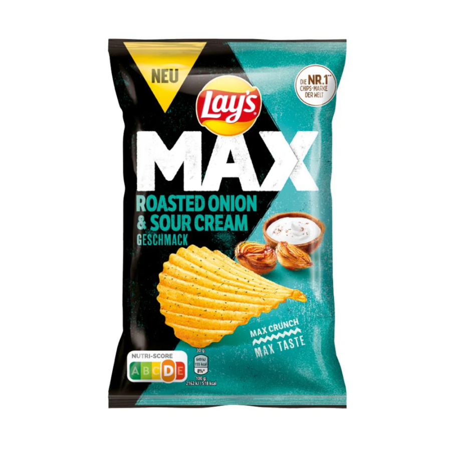 Lays | לייס מקס צ'יפס שמנת חמוצה ובצל קלוי 110 גר - ChocolateWorld